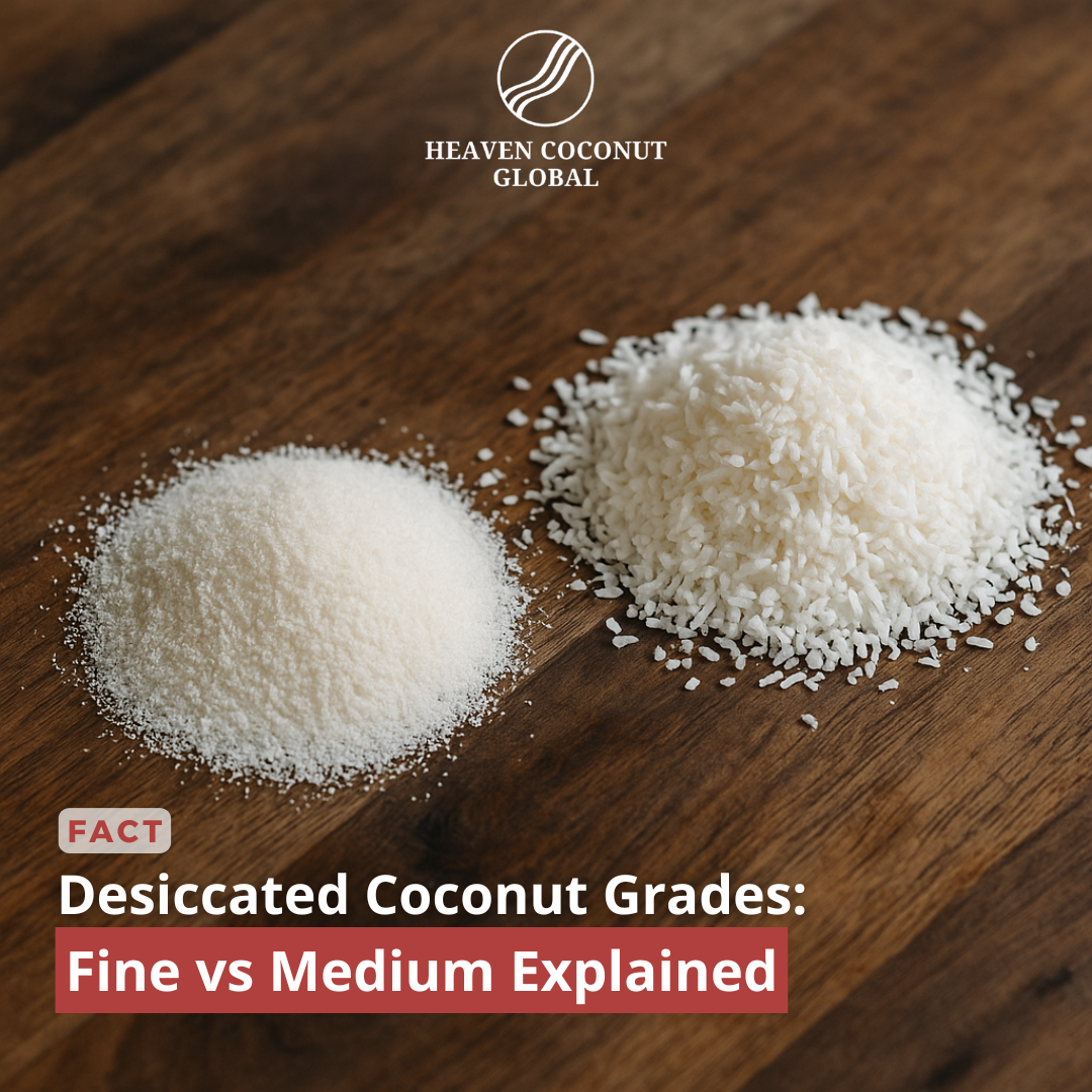 Desiccated Coconut Grades: Fine vs Medium Explained - Heaven Coconut Global