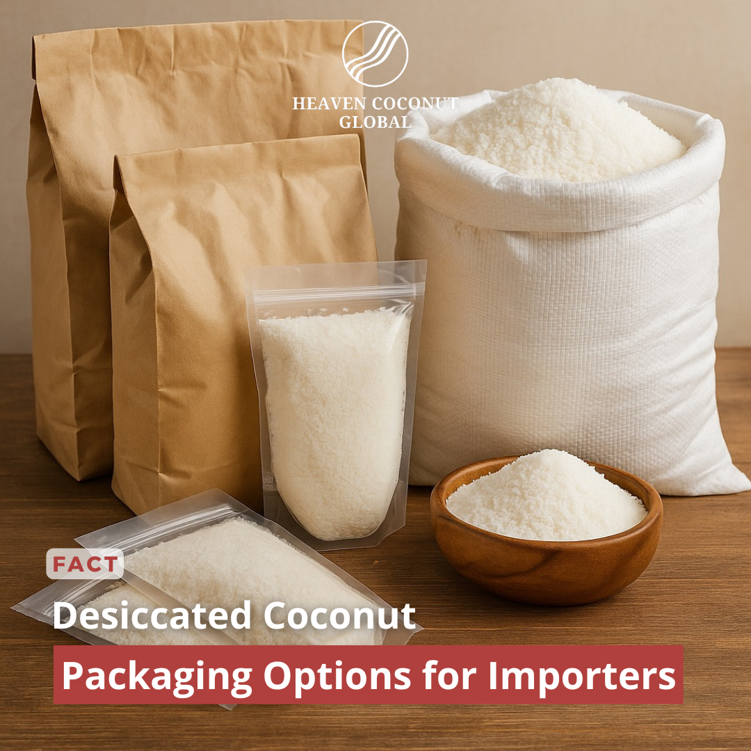 Desiccated Coconut Packaging Options for Importers - Heaven Coconut Global